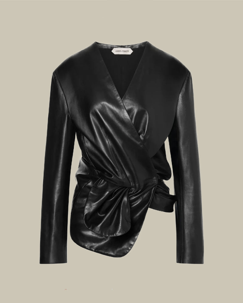 Alberta Ferretti Knotted Nappa Plongé Leather Jacket | MAISON 49