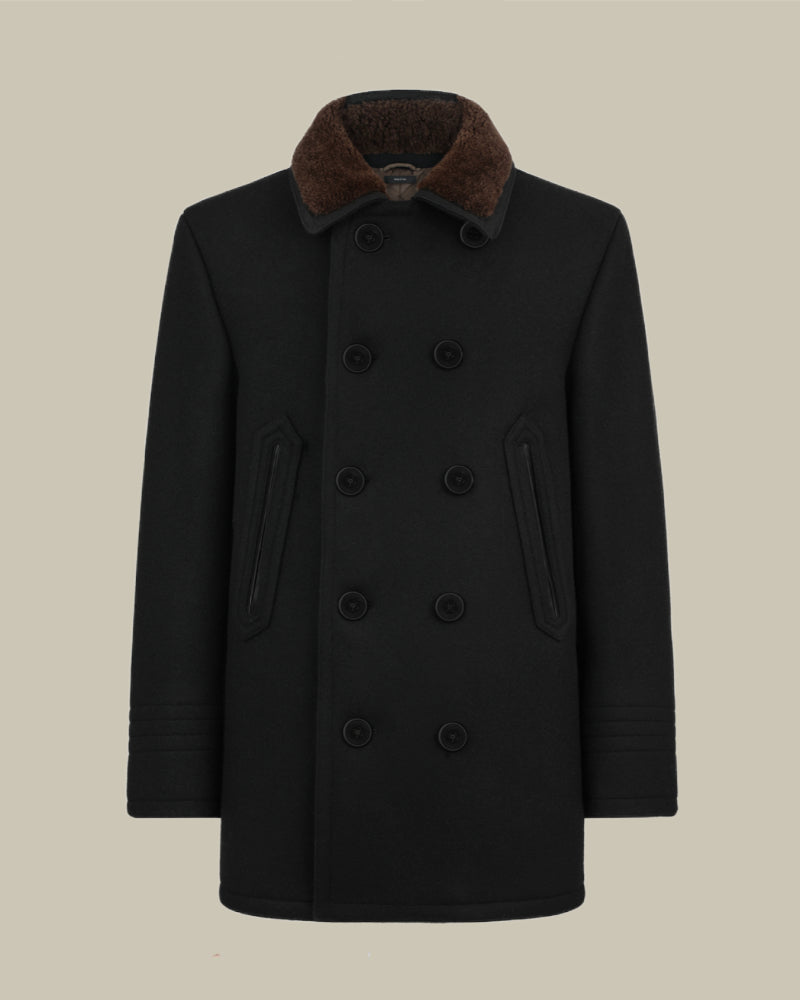 Tom Ford Japanese Melton Shearling Peacoat | MAISON 49
